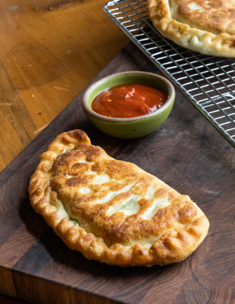 Fried Lamb Sausage Calzones with Goat Cheese
